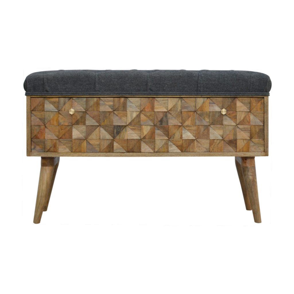 Grey Tweed Diamond Bench | The Woodman Furniture | Handcrafted Furniture